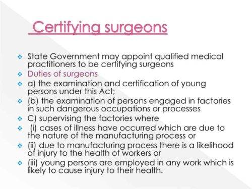 Certifying Surgeon As Per the Factories Act, 1948